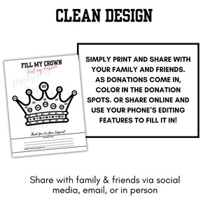 Fill My CROWN Fundraiser High School Prom Pageant King Queen Printable ...