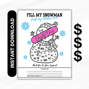FILL MY SNOWMAN Winter Fundraiser | Printable 8.5" X 11" Color-in ...