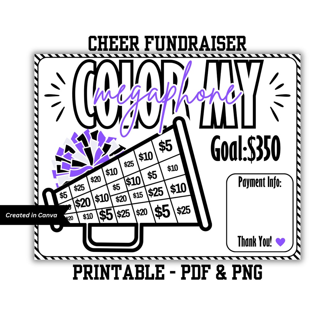 COLOR MY MEGAPHONE Cheer Fundraiser, Fill My Cheer Megaphone, Printable ...
