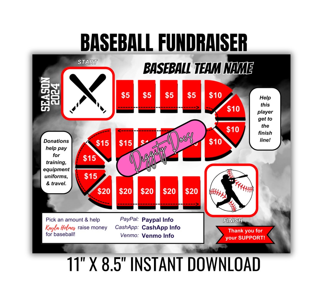 UNIQUE BASEBALL Fill in Fundraiser Game Board Editable Baseball ...