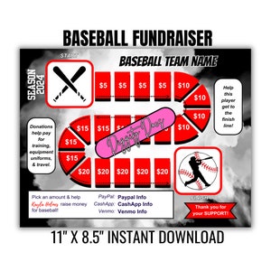 UNIQUE BASEBALL Fill in Fundraiser Game Board Editable Baseball ...