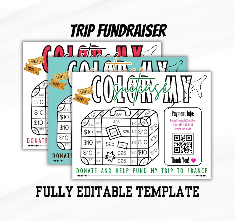 School Trip Fundraiser, Church Mission Fundraising, Color in Donations ...