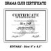 EDITABLE DRAMA CLUB Certificate of Participation Theater Arts Creative ...