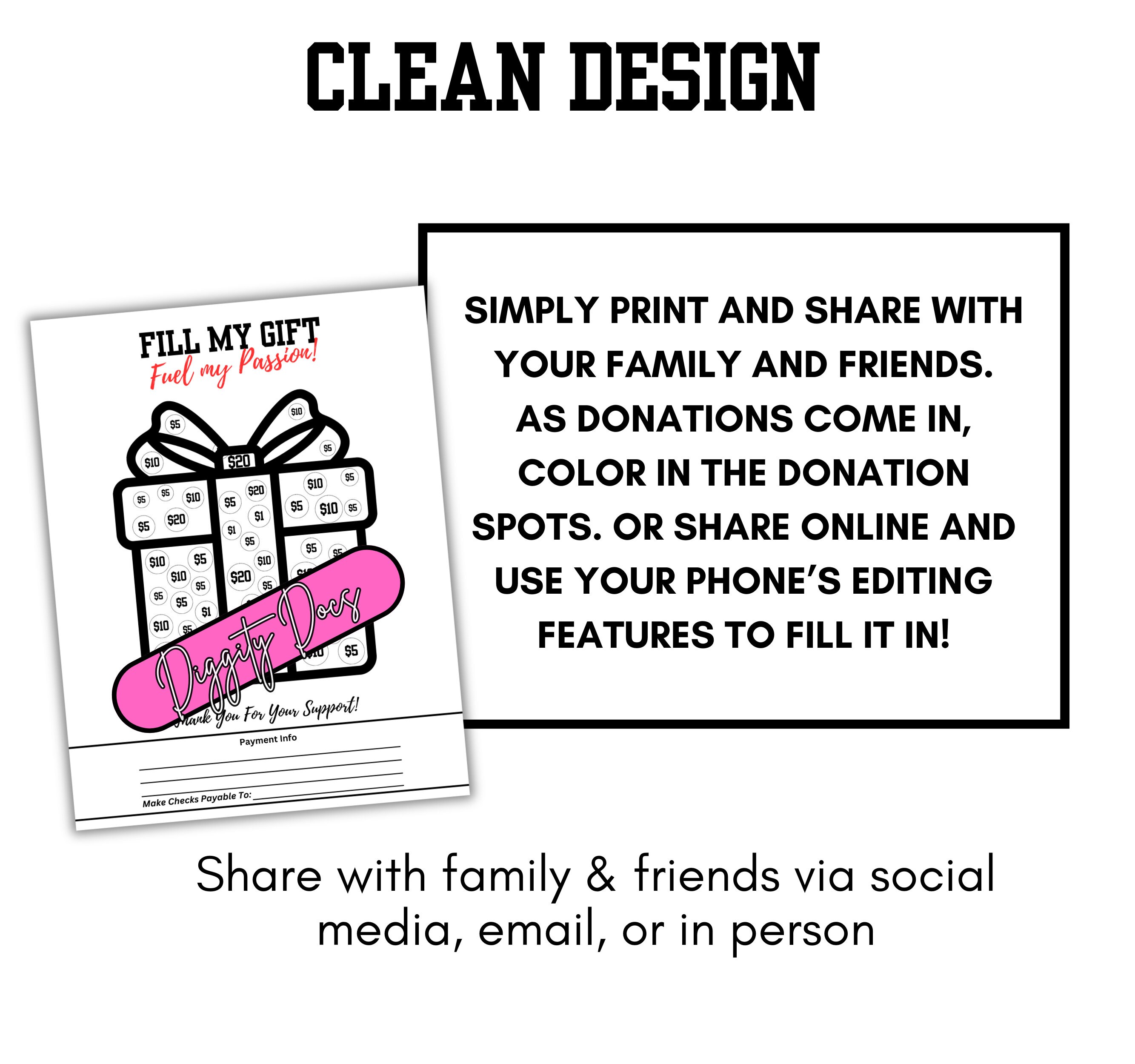 FILL MY GIFT Fundraiser | Printable 8.5" X 11" Color-in Donation Spots ...