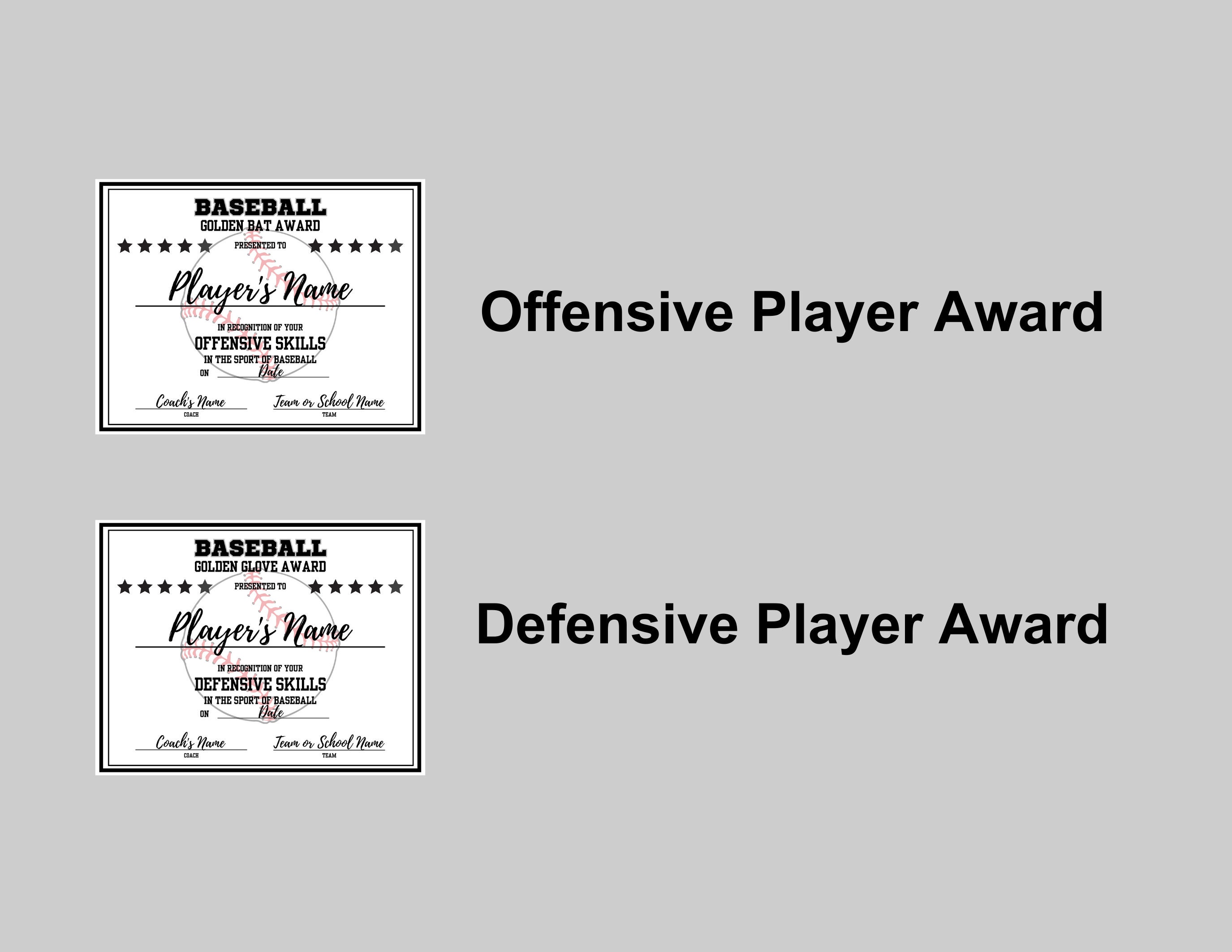Baseball EDITABLE Certificates Baseball Awards End of Year Awards ...