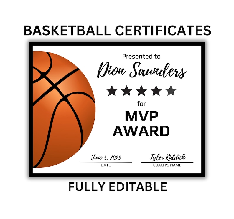 EDITABLE Basketball Award Certificates | Basketball Awards | End of ...