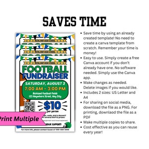FOOTBALL FUNDRAISER TEMPLATE Flyer, All Elements Editable, Event Raffle ...
