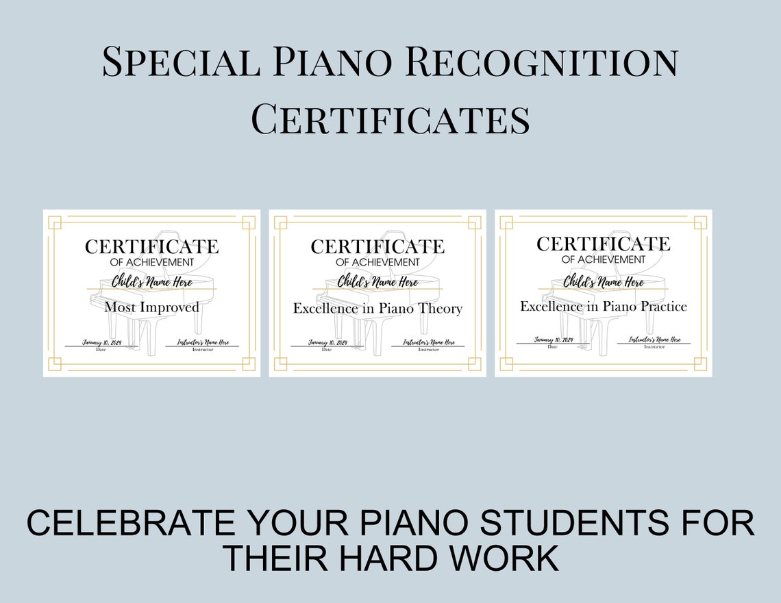 EDITABLE PIANO RECITAL Certificates | Piano Awards | Piano Theory ...