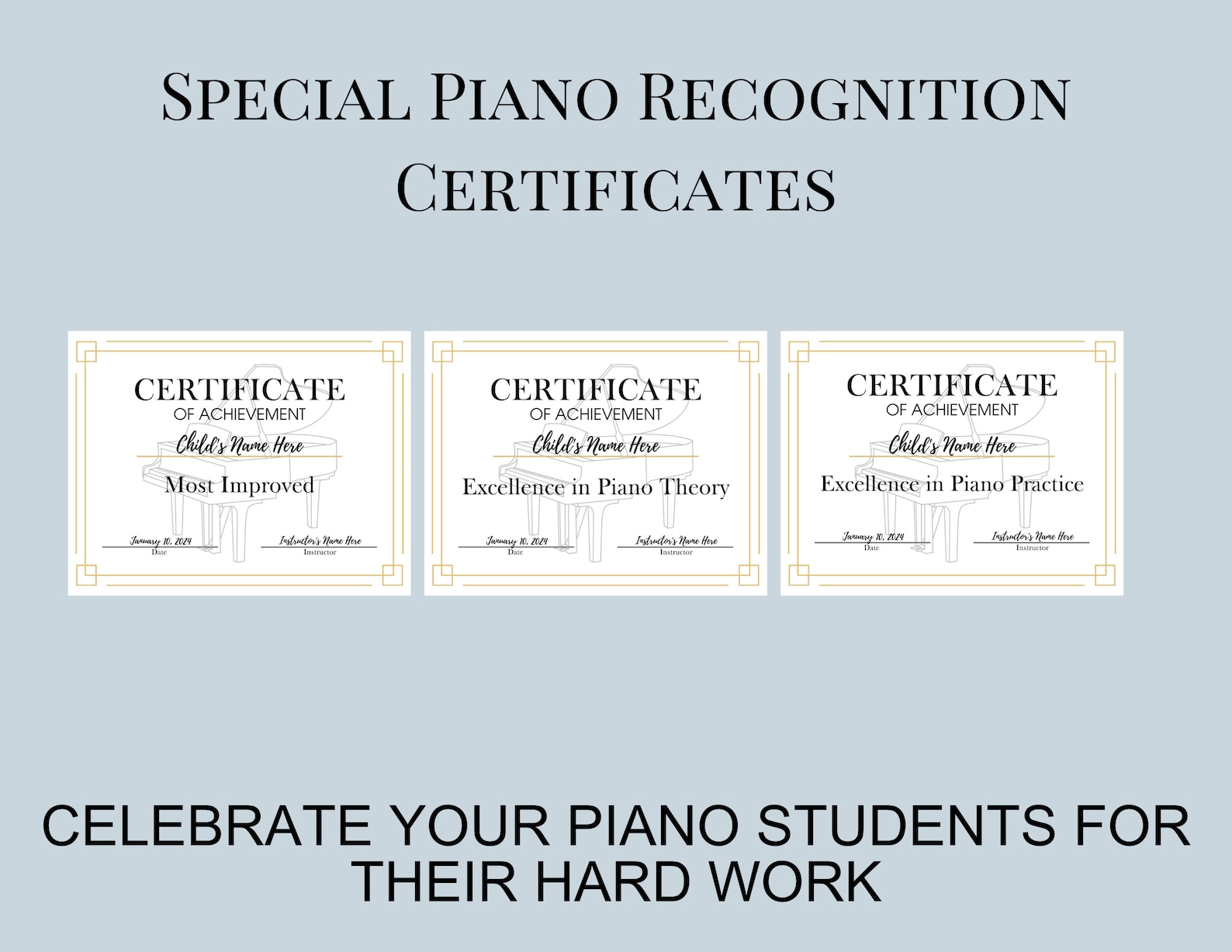 EDITABLE PIANO RECITAL Certificates | Piano Awards | Piano Theory ...