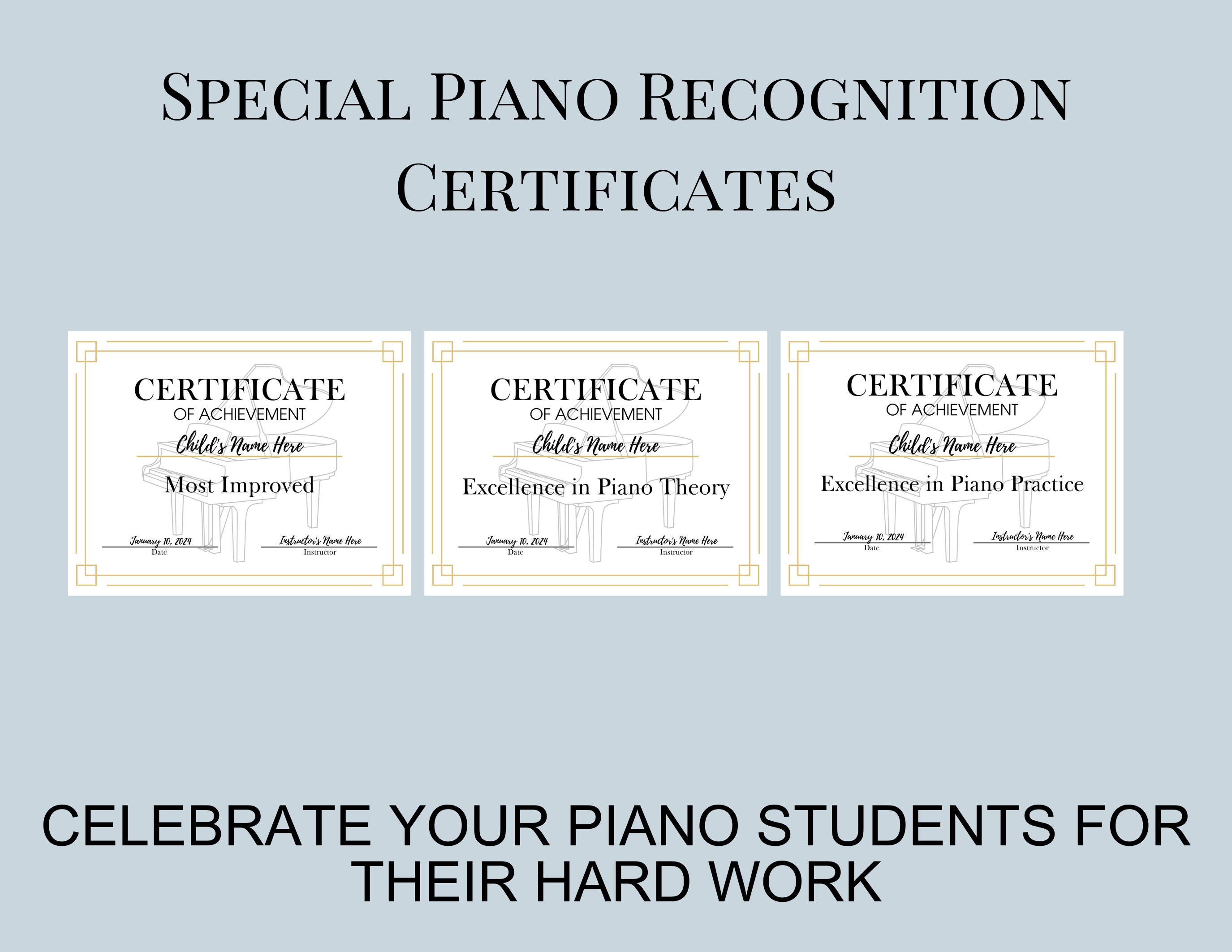 EDITABLE PIANO RECITAL Certificates | Piano Awards | Piano Theory ...