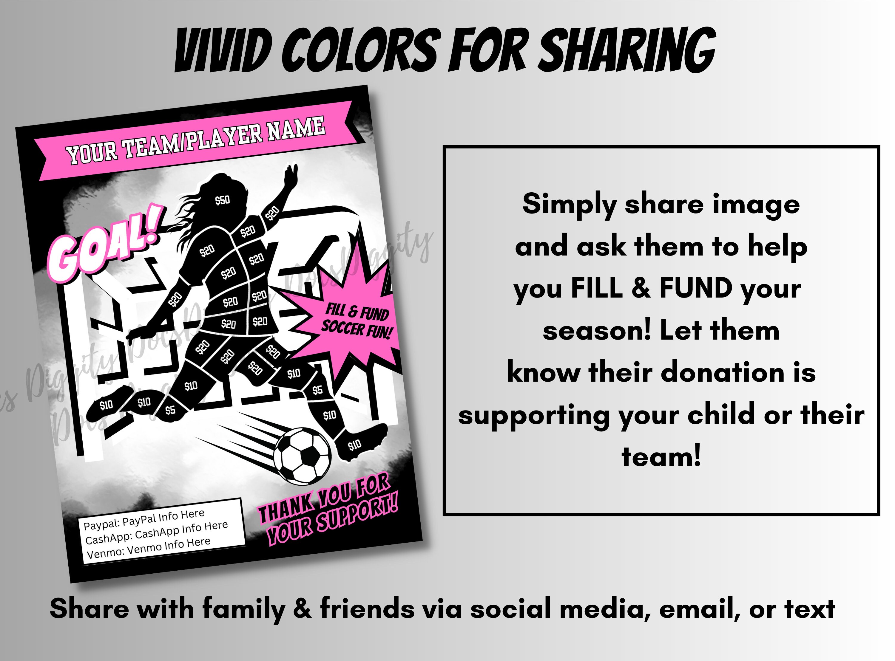 EDITABLE SOCCER Fill in Fundraiser Template Soccer Fill & Fund ...