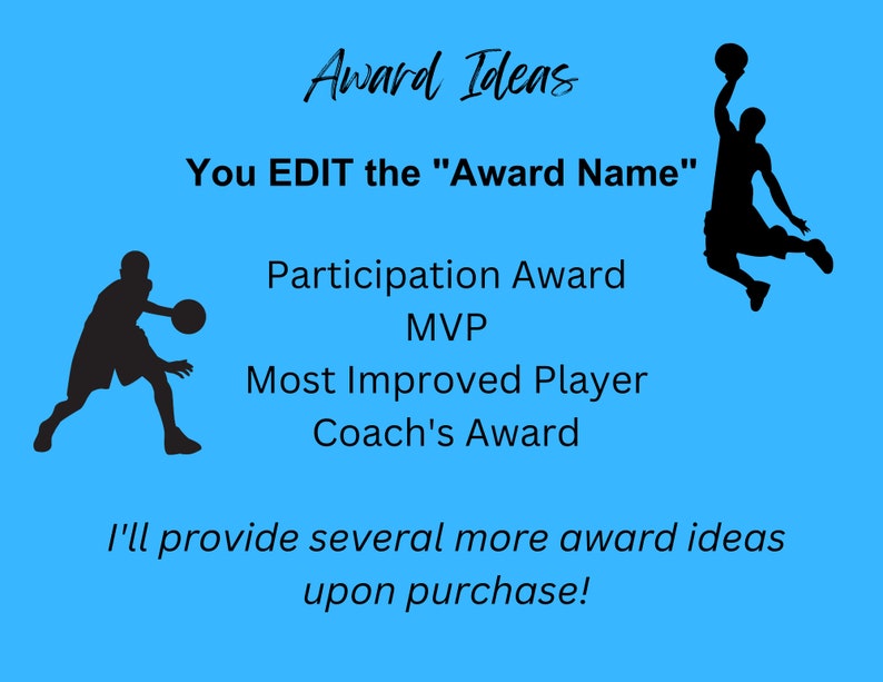 EDITABLE Basketball Award Certificates Basketball Awards End of Year ...