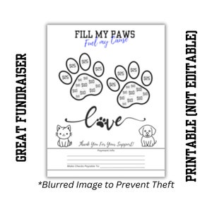 FILL MY PAWS Fundraiser | Printable 8.5" X 11" | Color-in Donation ...