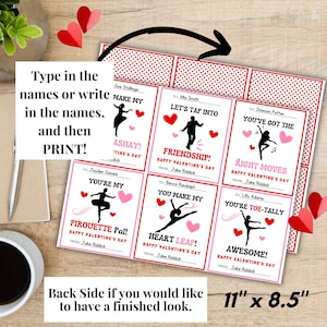 Editable Dance Valentine’s Day Cards for Students, Ballet Jazz Tap ...