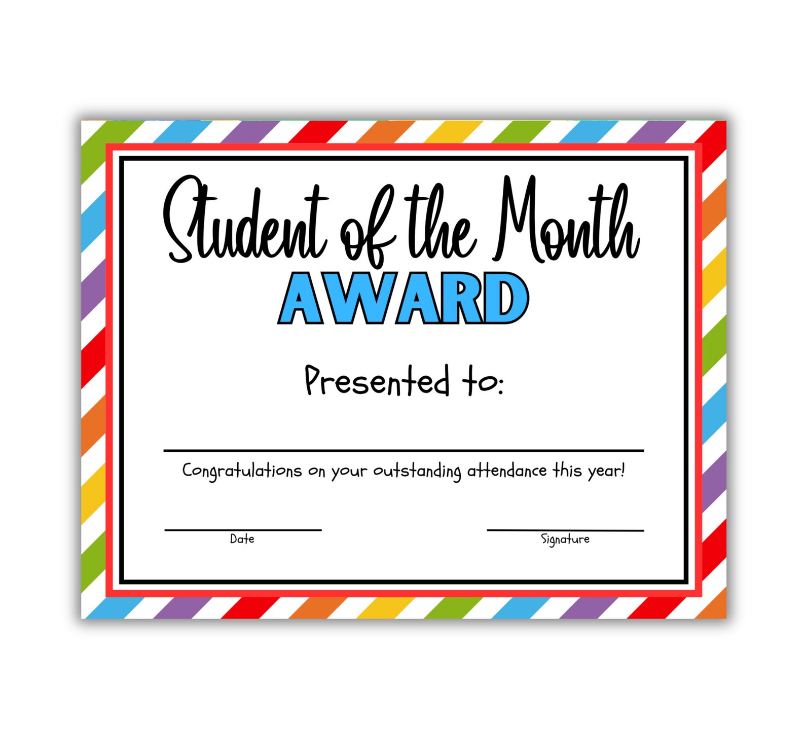 STUDENT of the MONTH Certificate School Award Printable PDF School ...