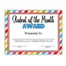 STUDENT of the MONTH Certificate School Award Printable PDF School ...