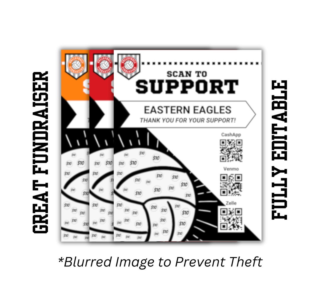 VOLLEYBALL Fundraiser With QR Code, Color Changing, Custom Template ...