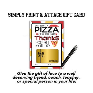 GIFT CARD HOLDER Appreciation Gift, Pizza Themed Printable, Thank You ...