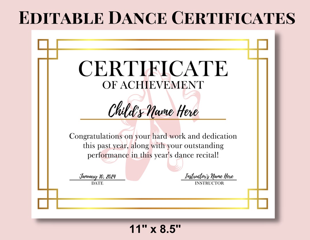 DANCE CERTIFICATES Best Overall Dancer, Top Tap Dancer, Jazz Dancer ...