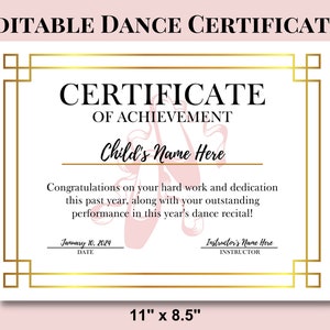 DANCE CERTIFICATES | Best Overall Dancer, Top Tap Dancer, Jazz Dancer ...