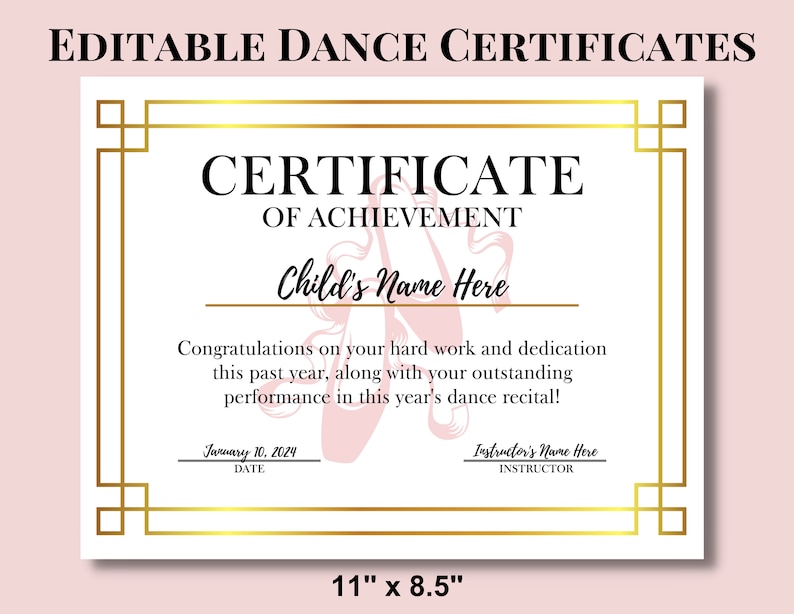 DANCE CERTIFICATES | Best Overall Dancer, Top Tap Dancer, Jazz Dancer ...