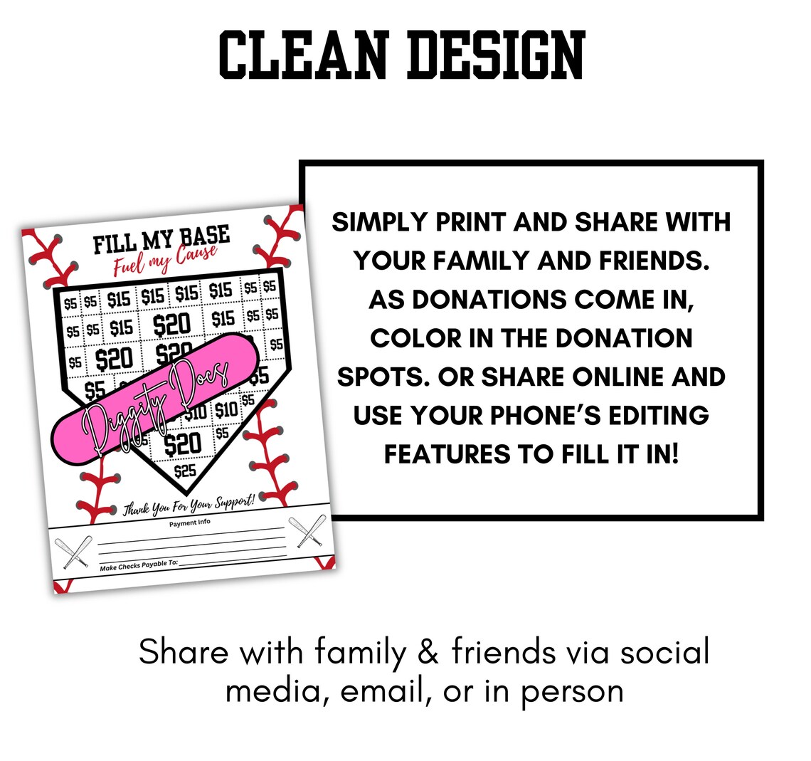 Fill My Base Baseball Fundraiser | Printable 8.5" X 11" | Color-in ...