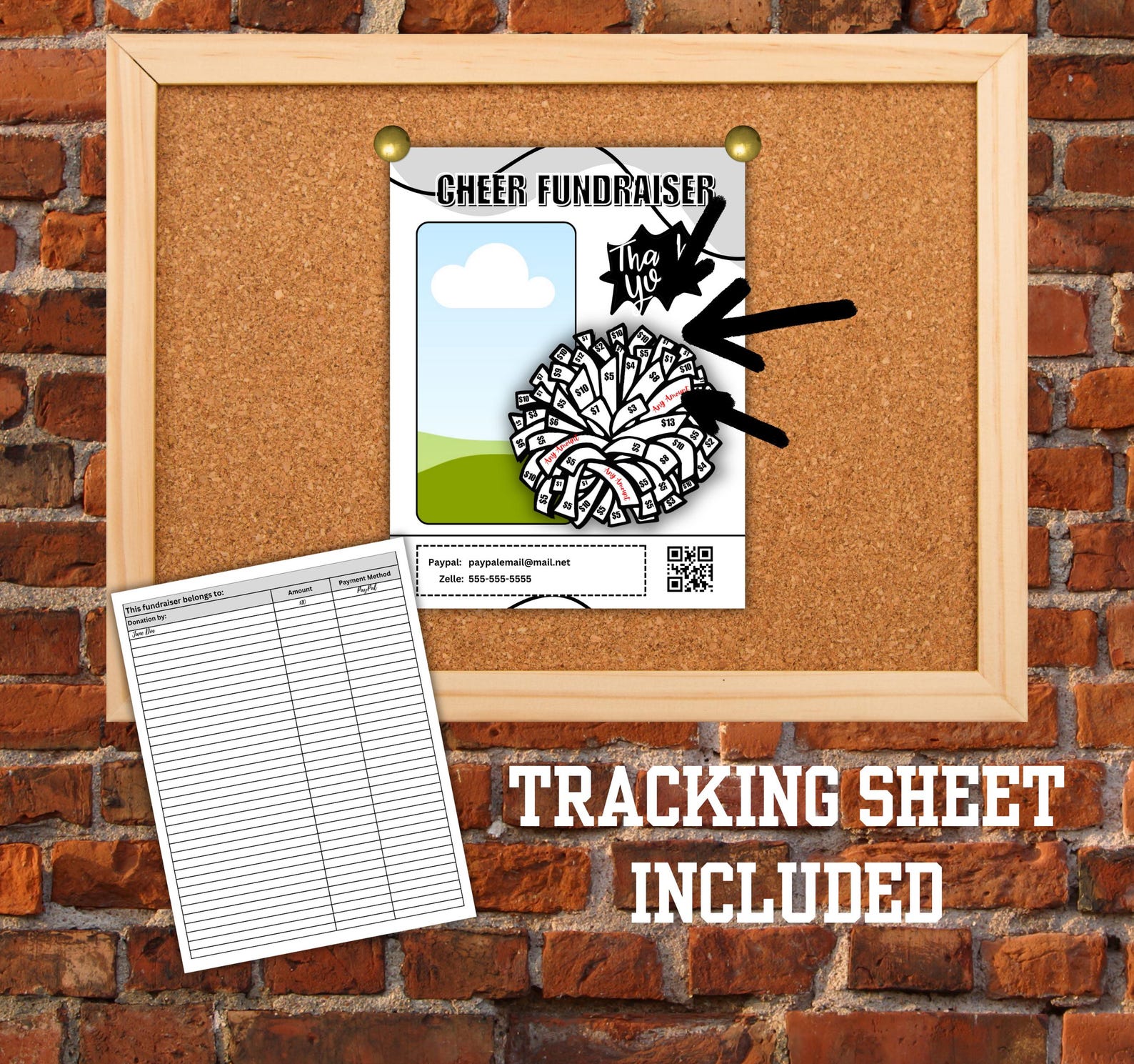 Editable Cheer Fundraiser Templates - Pom Pom Donation for Cheer Teams ...