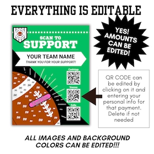FOOTBALL Fundraiser With QR Code, Color Changing, Custom Template ...