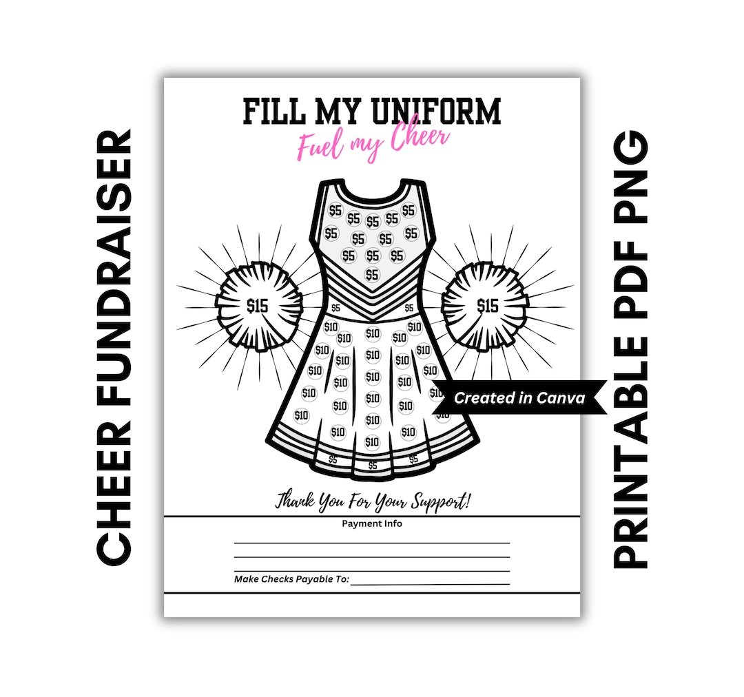 Cheer Fundraiser Printable FILL MY UNIFORM Cheer Comp Cheerleading ...