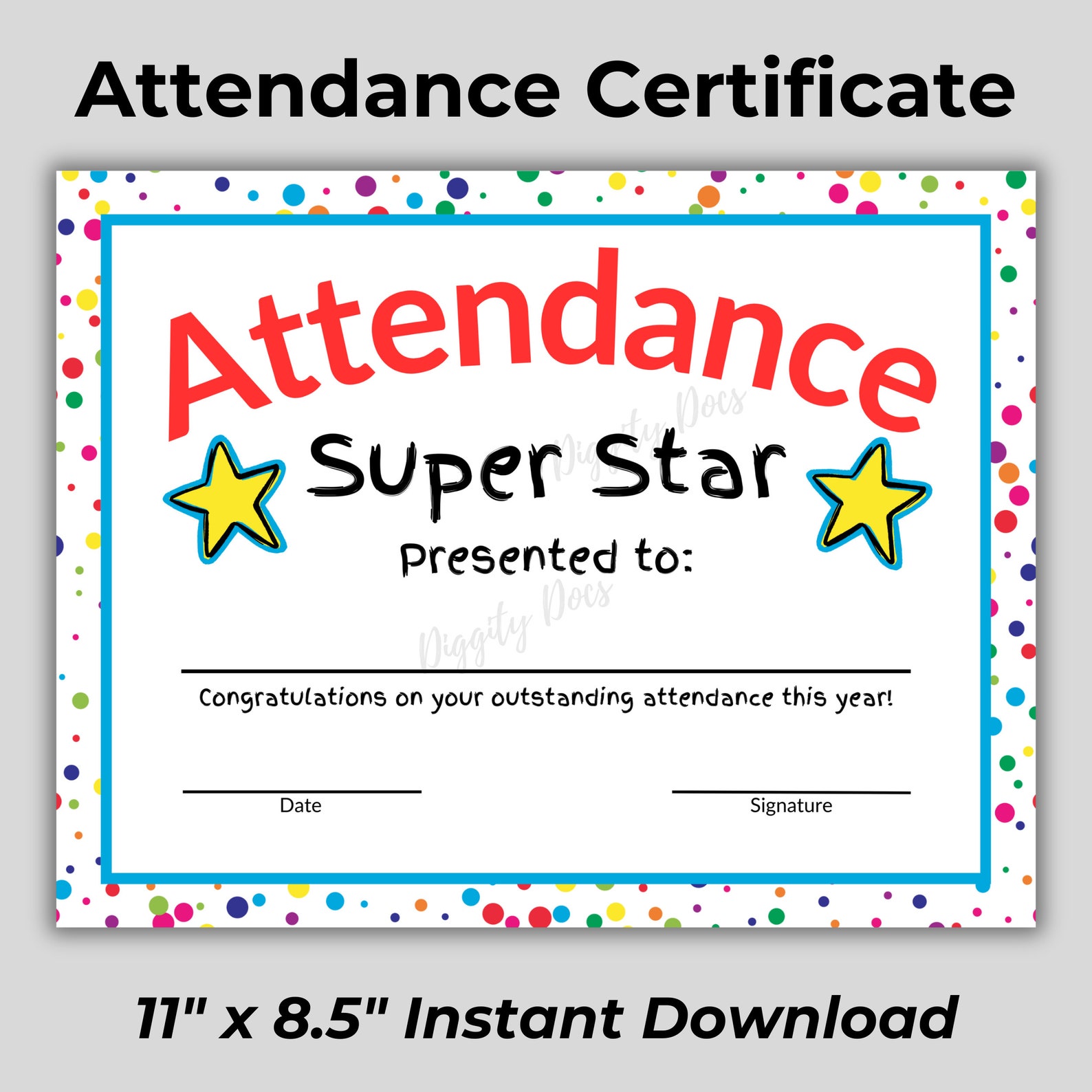 Attendance Certificate Super Star Attendance Printable PDF School ...