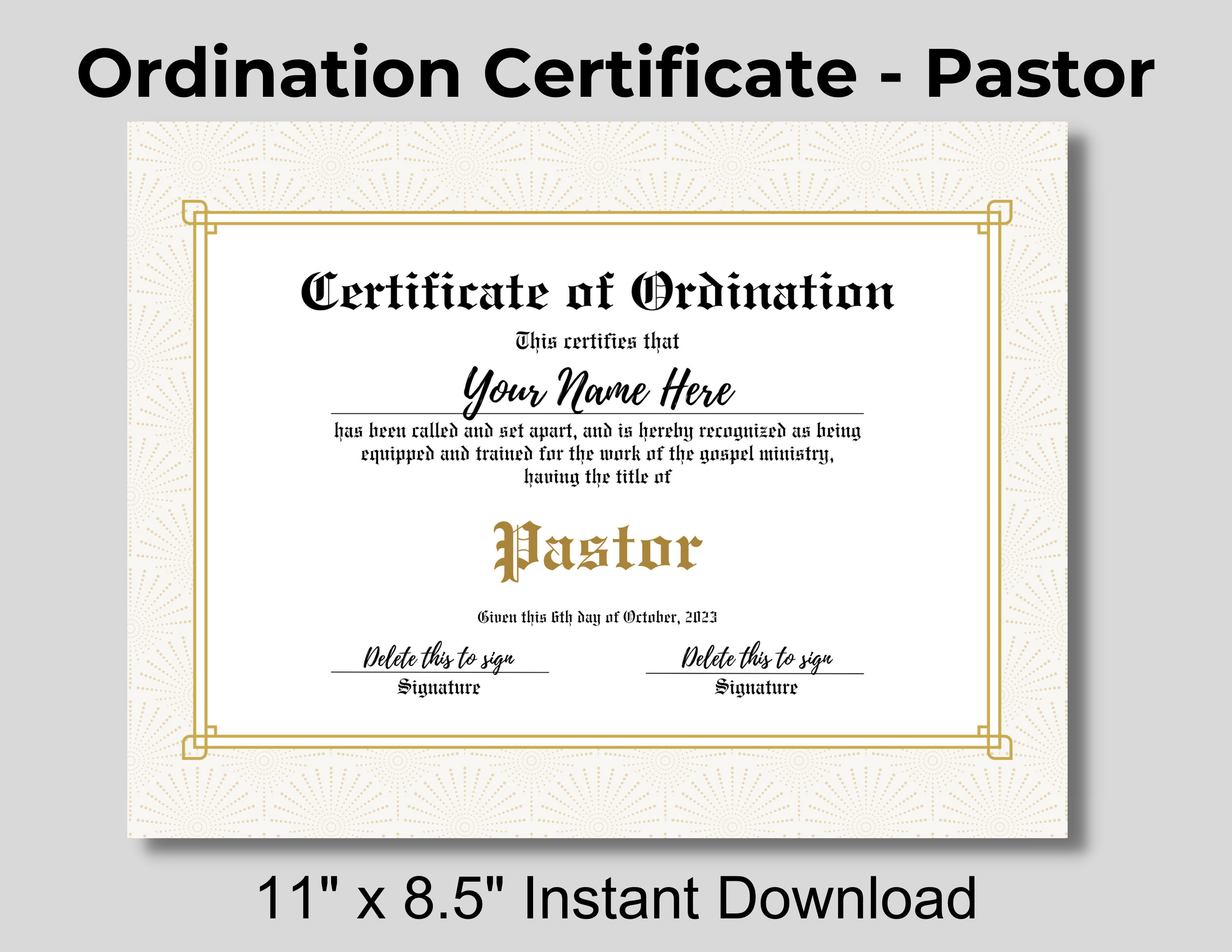 ORDINATION EDITABLE Certificate With Gold Border: Ministry Ordination ... ORDINATION EDITABLE Certificate With Gold Border: Ministry Ordination ...
