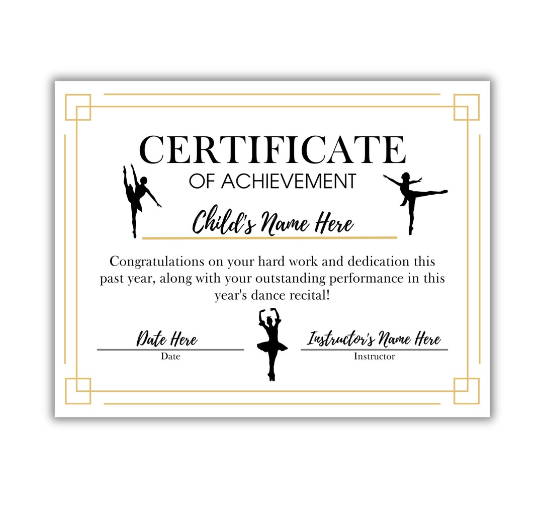 DANCE RECITAL EDITABLE Certificates Dance Awards Best Dancer Recital ...