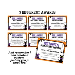 Halloween Costume Award Certificates Best Costume, Scariest, Most ...