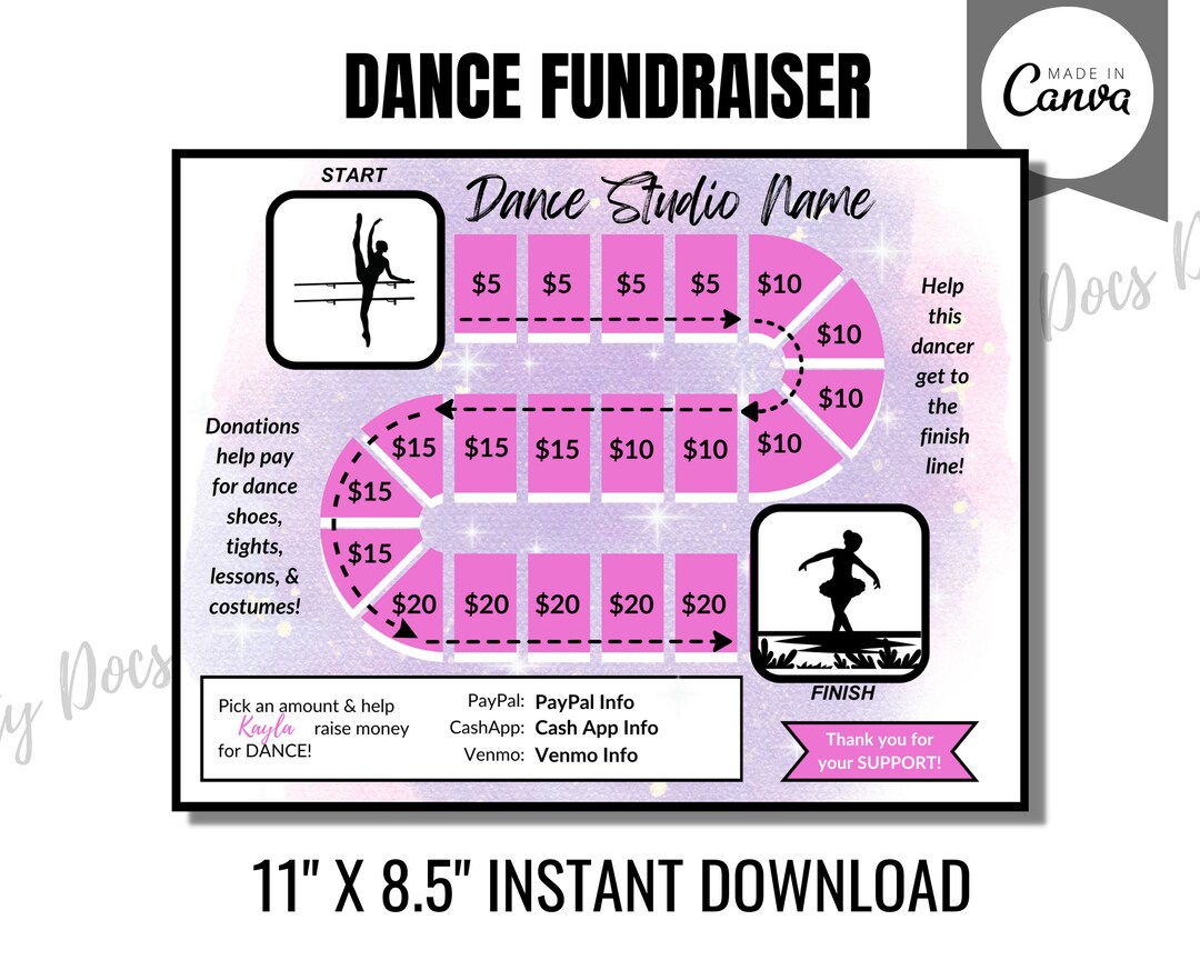 UNIQUE BALLET Fill in Game Board Fundraiser Editable Dance - Etsy