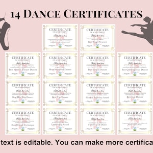 DANCE CERTIFICATES With Your LOGO | Best Overall Dancer, Top Tap Dancer ...