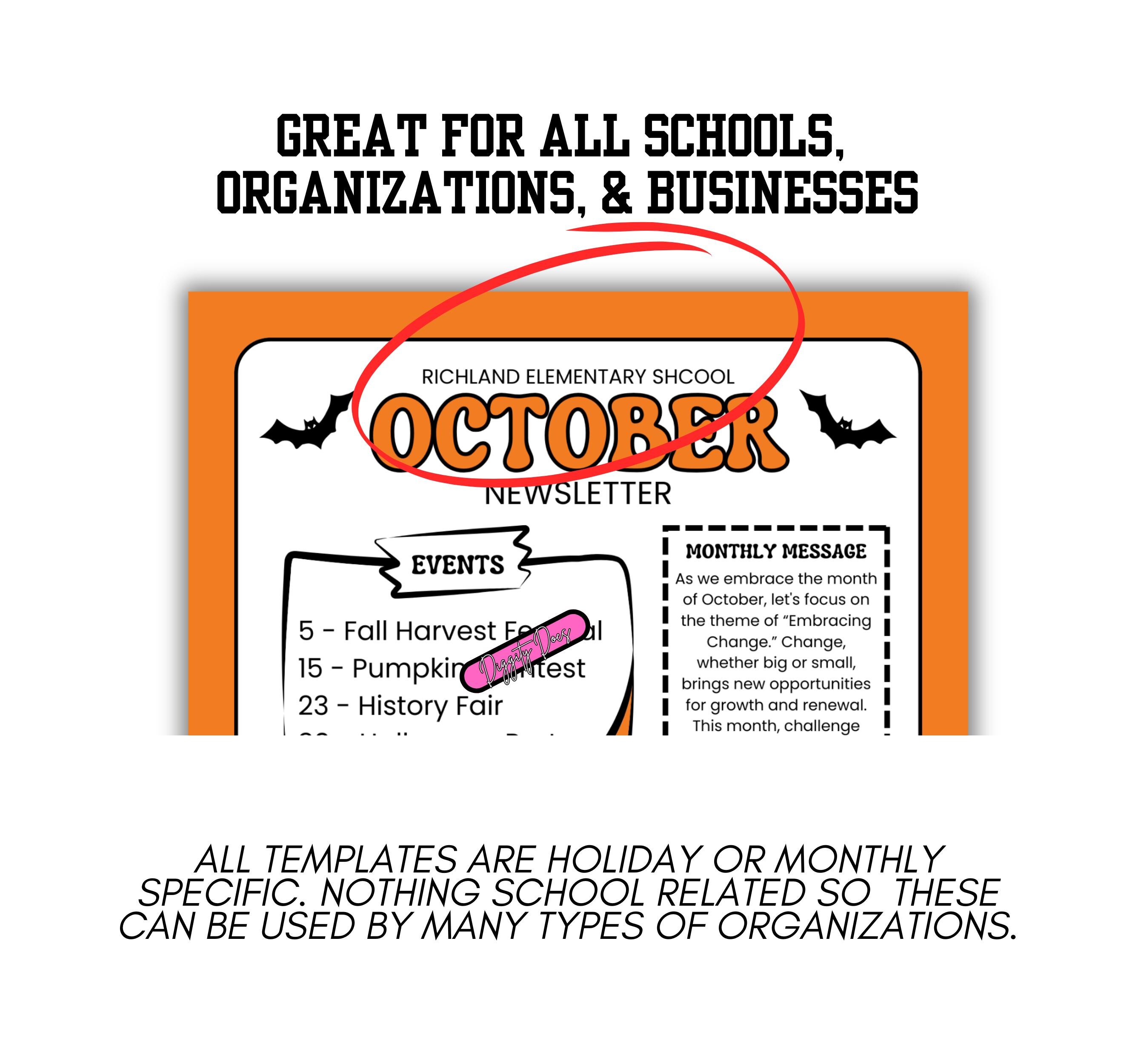 MONTHLY NEWSLETTER, All Elements Are Editable, Great for Schools, Clubs ...