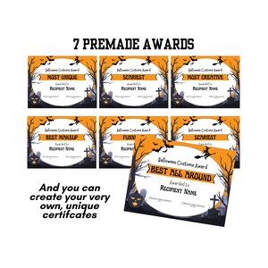 Halloween Costume Award Certificates - Best Costume, Scariest, Most ...