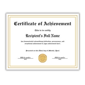 Certificate of Achievement Professional Template Gold Border ...