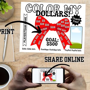 FULLY EDITABLE Cheer Fundraiser Template, Color My Dollars, Fundraising ...