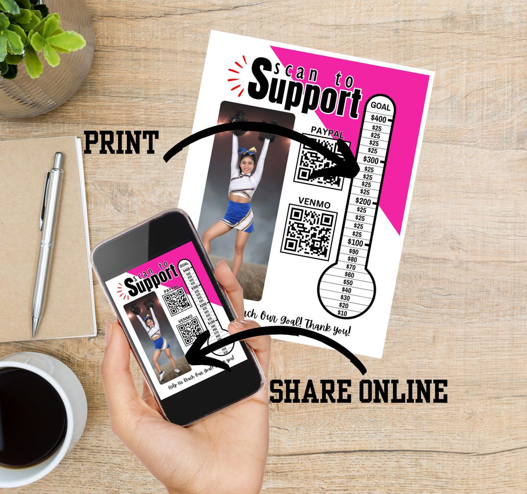 Editable Cheer Fundraiser Template, Fundraiser Meter Tracker, Cheer ...