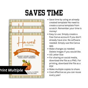 Editable Harvest Festival Flyer, Customizable Fall Event Poster, Autumn ...