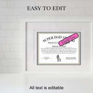 FATHER'S DAY AWARD Certificate | Celebrate Dad's Superpowers With a ...