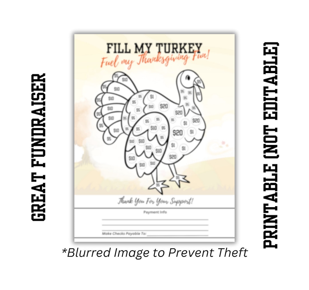 FILL MY TURKEY Fall Fundraiser | Printable 8.5" X 11" | Color-in ...