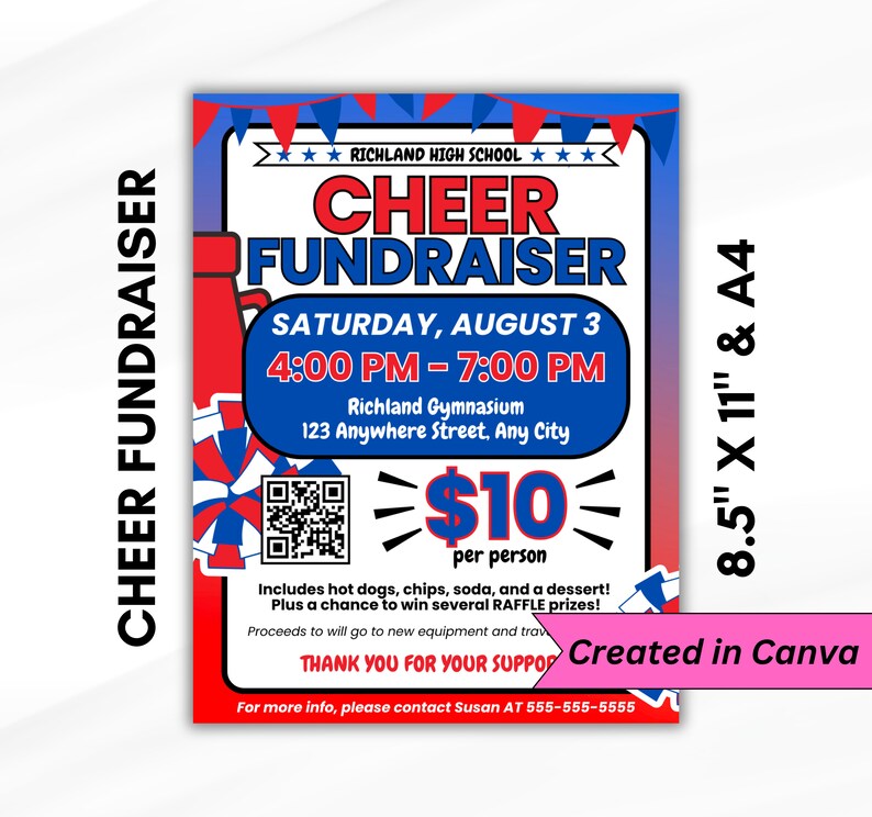Cheer Fundraiser Editable Template, Fundraiser Even Flyer, Cheer Comp ...