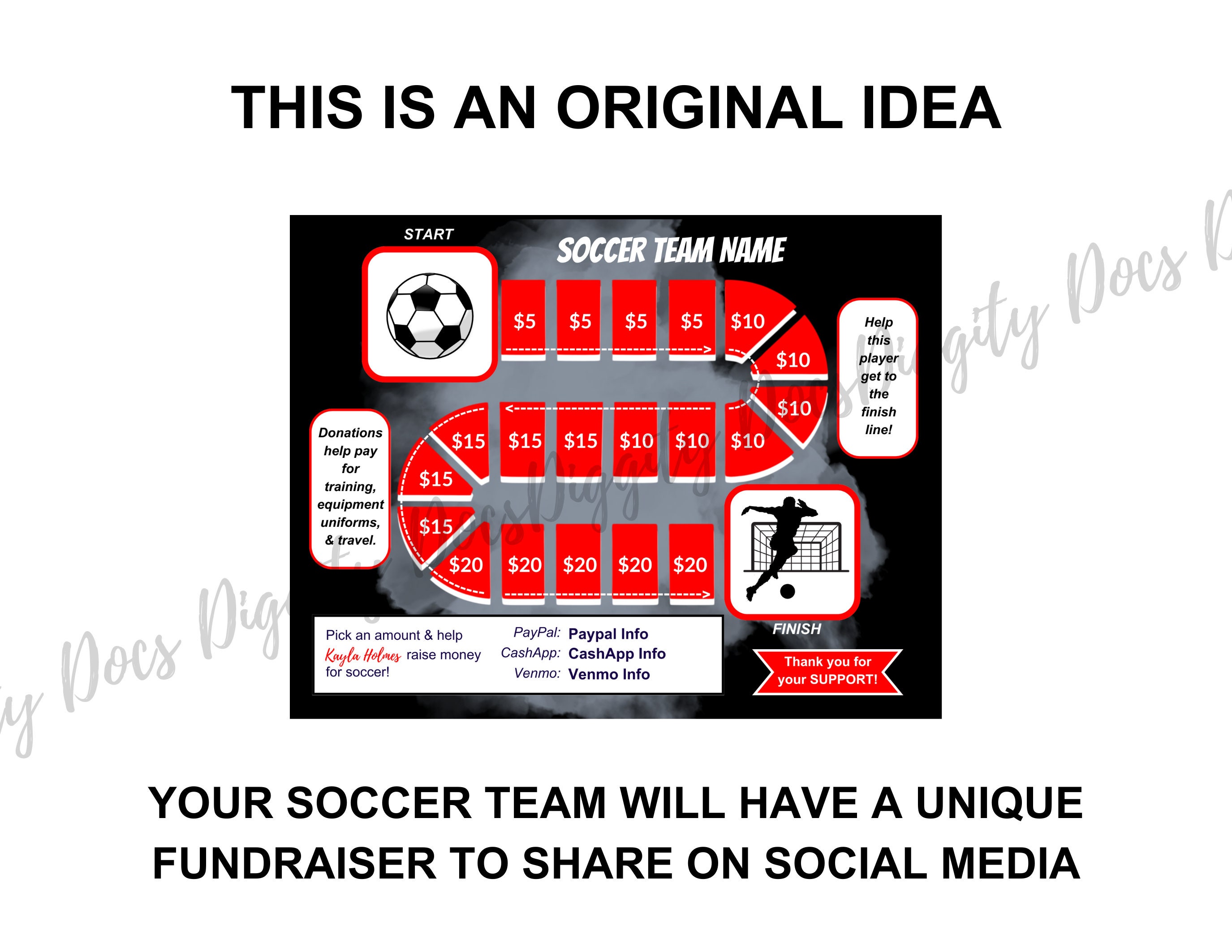 SOCCER FUNDRAISER Unique Fill in Fundraising Game Board Editable AAU ...