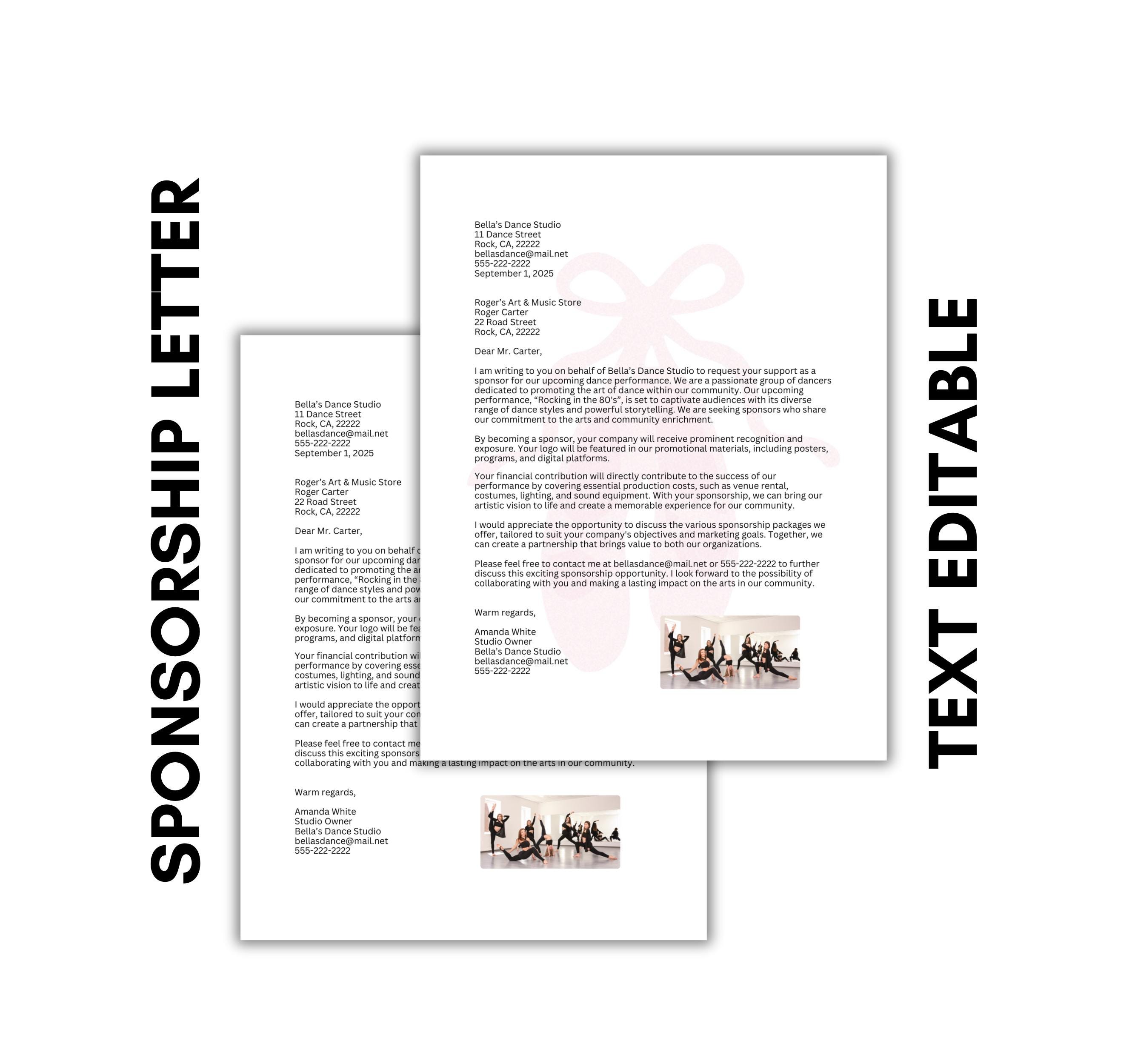 Dance Sponsorship Letter: Customize and Support the Art of Dance ...