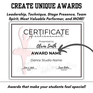 DANCE CERTIFICATES | EDITABLE | Dance Award | Recital Award | Dance ...