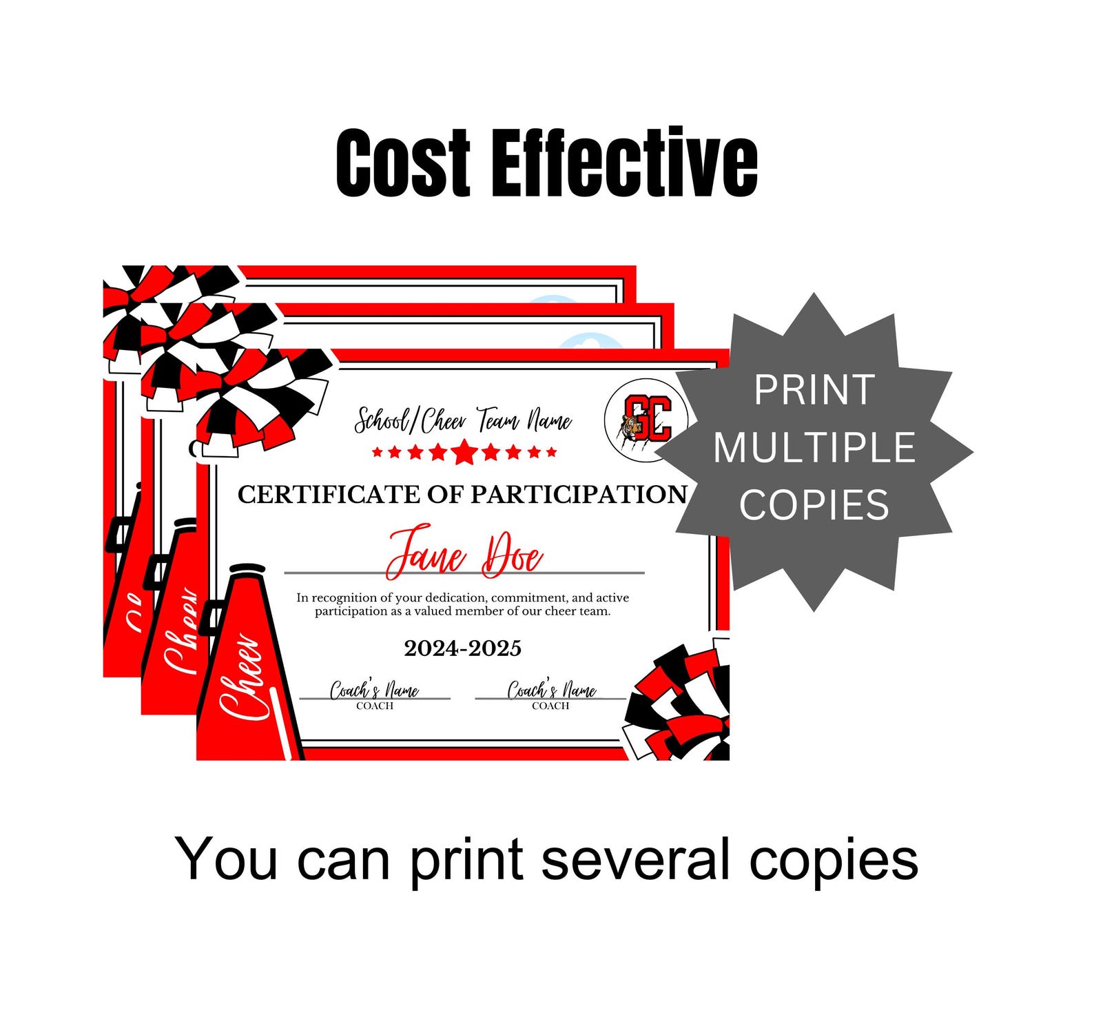 CHEER AWARD Editable Certificates | Celebrate Your Cheerleaders ...