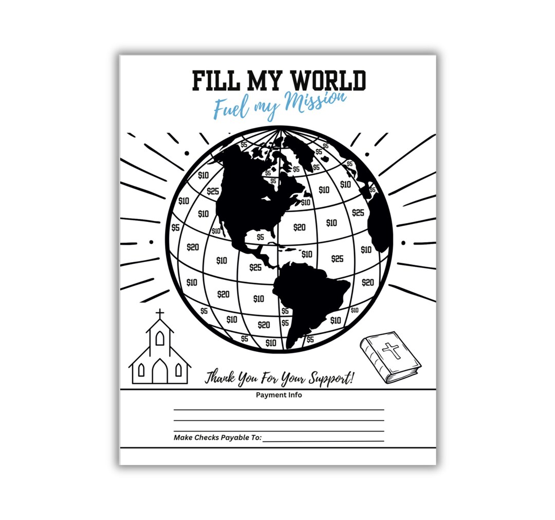 CHURCH MISSION Fundraiser Printable FILL My World Church Missionary ...