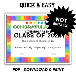 Kindergarten Graduation Diploma Printable With Bonus Activities ...